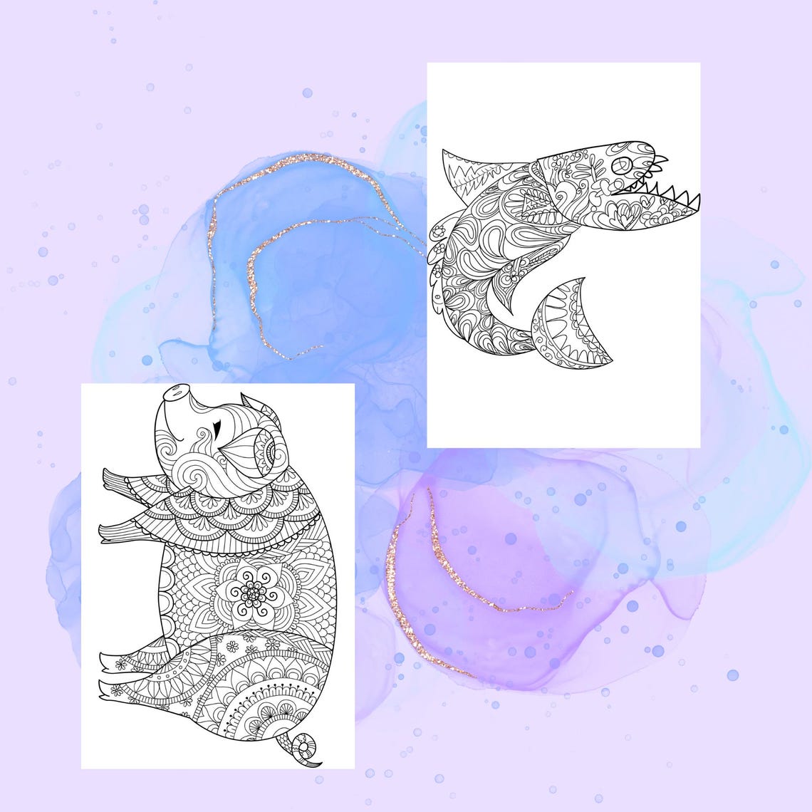 30 Animal Mandala Coloring Pages: Therapeutic Art (PDF) - Etsy