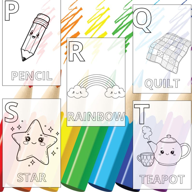 Kawaii Alphabet Coloring Pages – Kids Learning Activity (PDF) - Etsy
