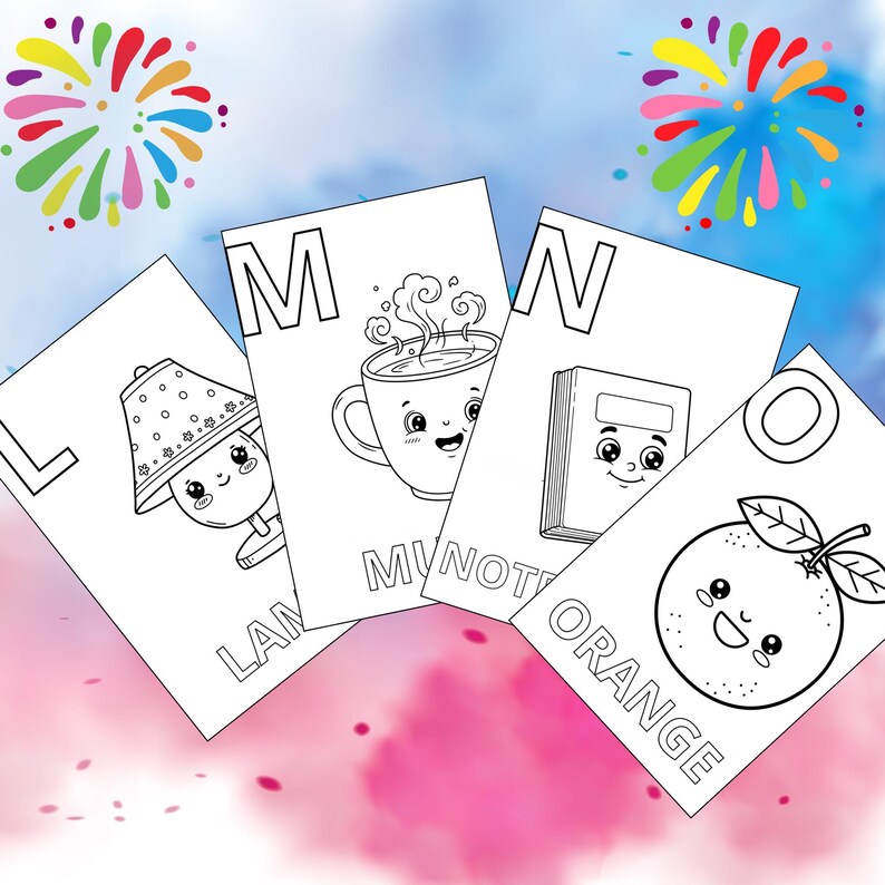Kawaii Alphabet Coloring Pages – Kids Learning Activity (PDF) - Etsy