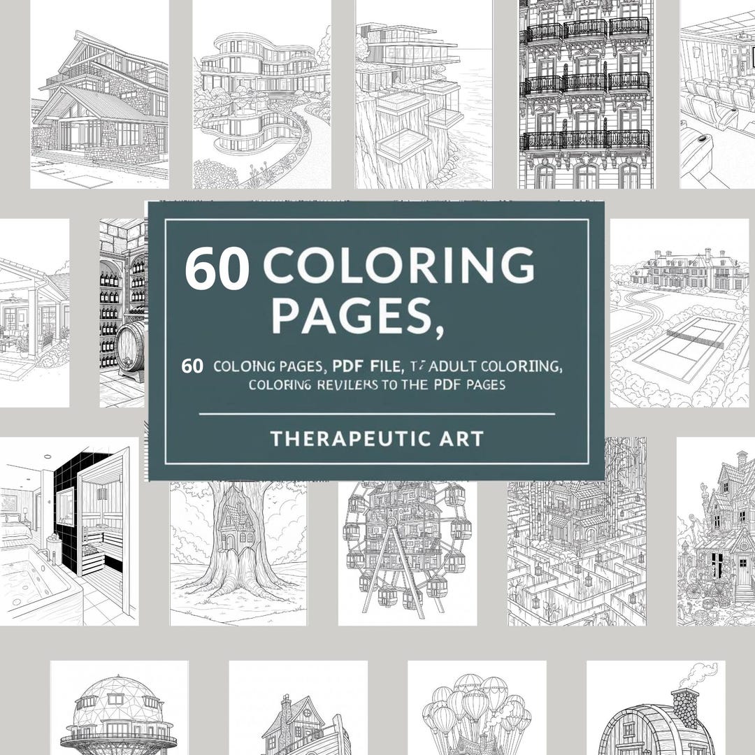 60 Printable House Coloring Pages, Cozy Cottage, Dream Home, Realistic ...