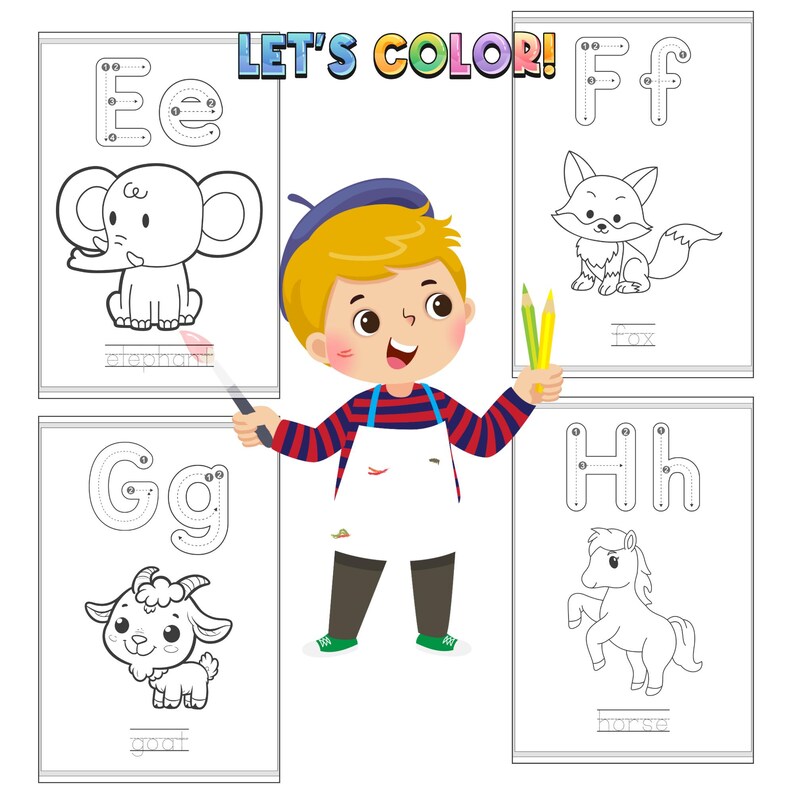 ABC Coloring Pages: Animal Alphabet, Preschool Learning (digital ...