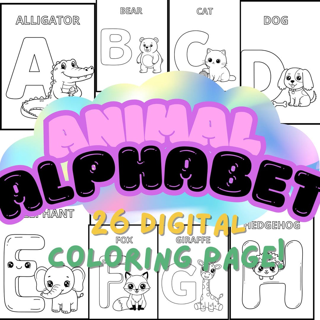 Kawaii Animal Alphabet Coloring Pages: ABC Learning (PDF) - Etsy