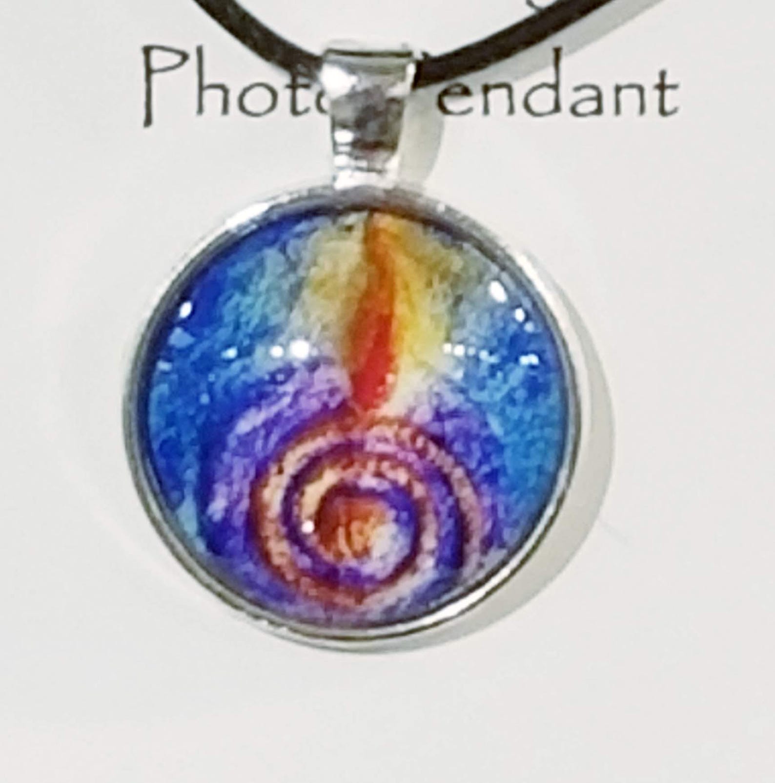 Flaming Chalice Necklace Pendant, Miniature Art, Round Glass Cabochon ...