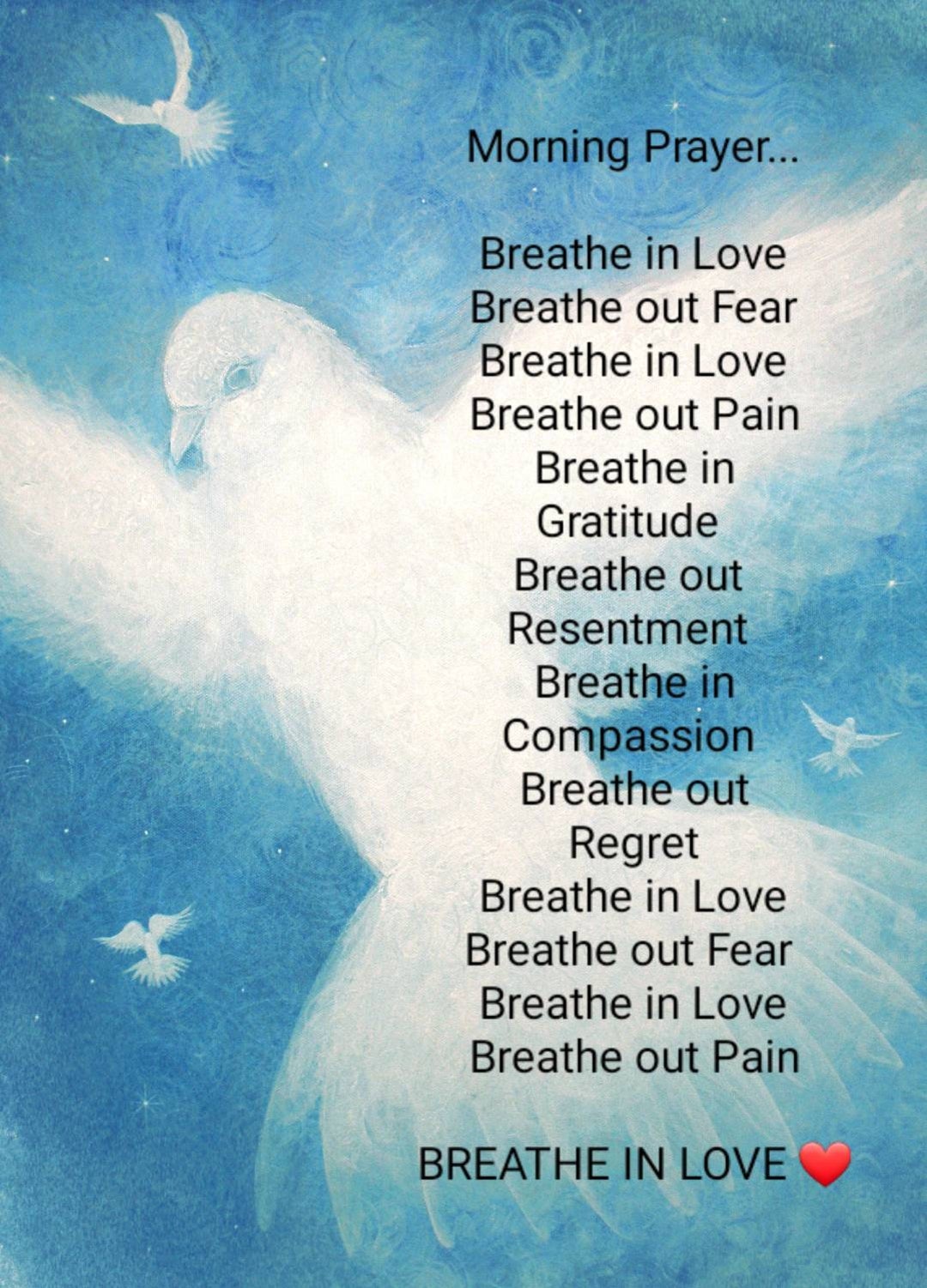 Breathe in Love, Inspirational Poem, Illustrated Quote, Dove Art Print ...