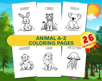 A-Z Animal Coloring Pages for Young Kids - Etsy