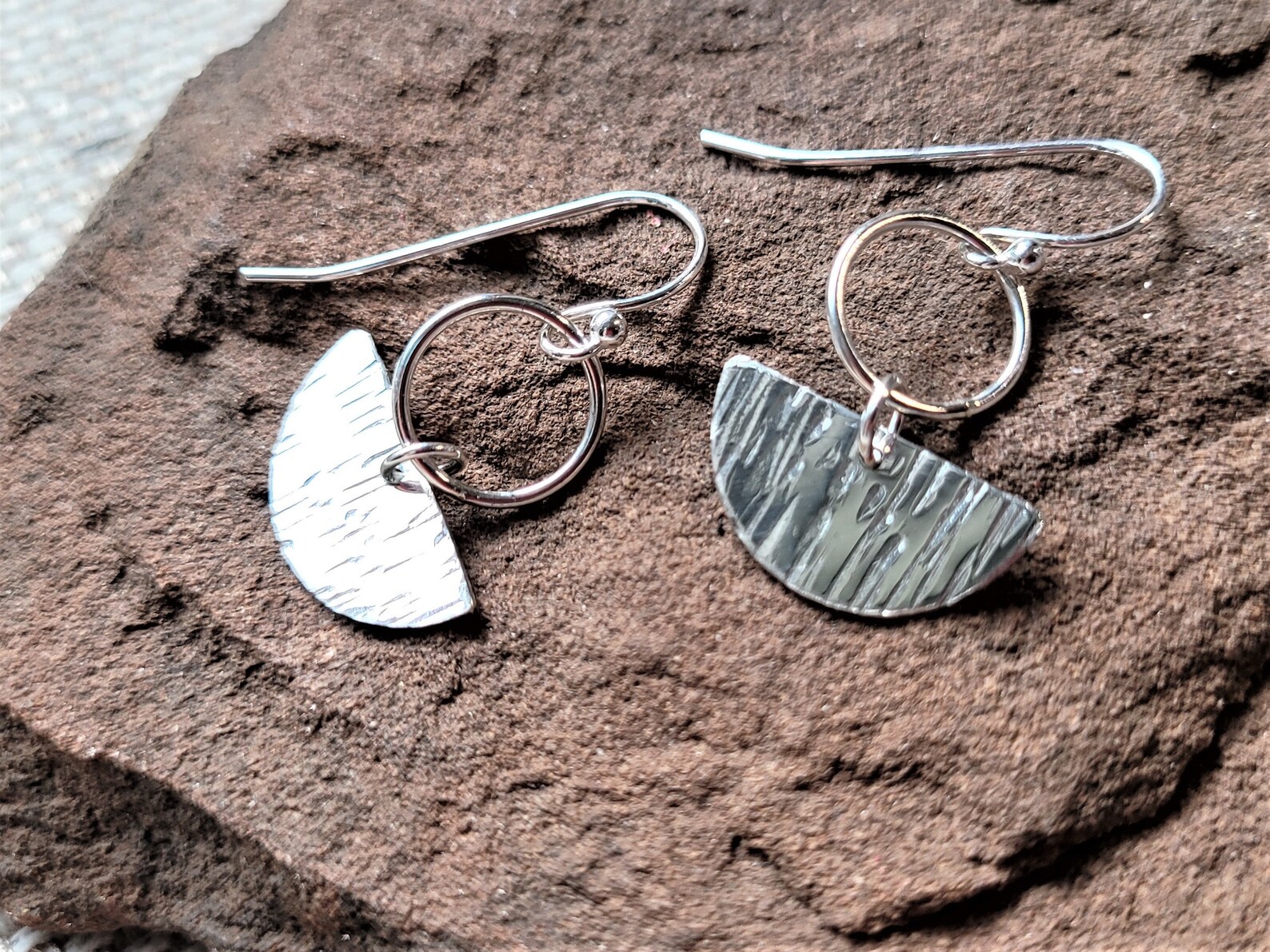Sterling Silver Half Moon Earrings, Half Circle, Dangle Earrings ...