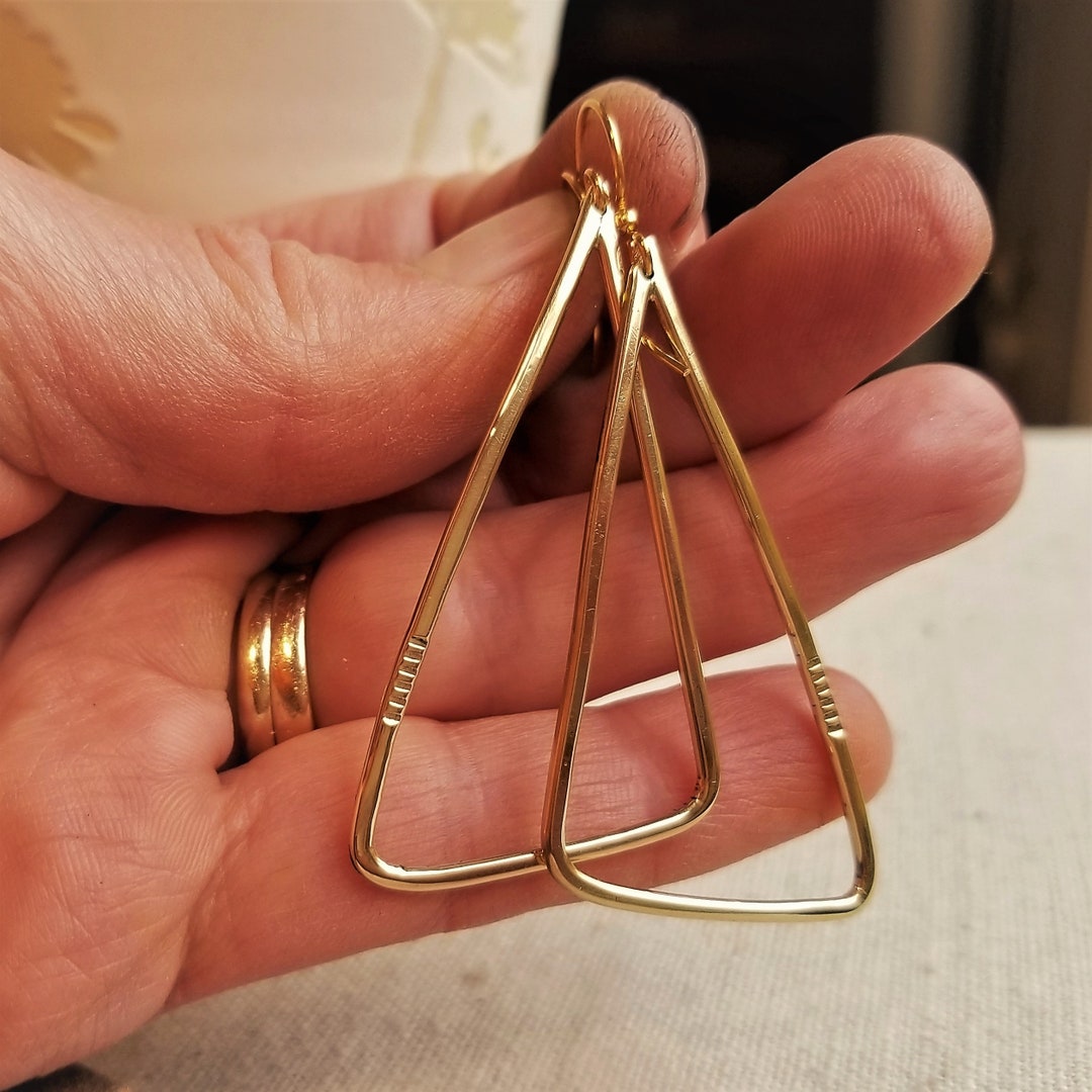 Gold Triangle Earrings, Sundance Gold Triangle Earrings, Geometric ...