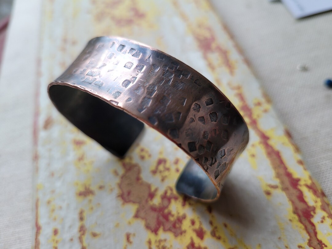 Hammered Copper Cuff Bracelet, Rustic Copper Cuff, Metalwork, Textured ...