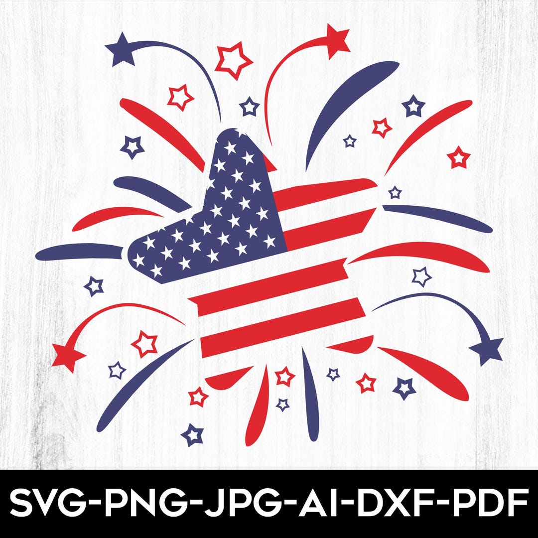 Patriotic American Flag Star Firework SVG: 4th of July (digital Files ...
