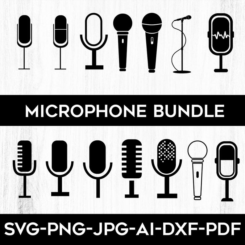 Microphone SVG Bundle, Microphone Cut File, Music Svg, Microphone ...