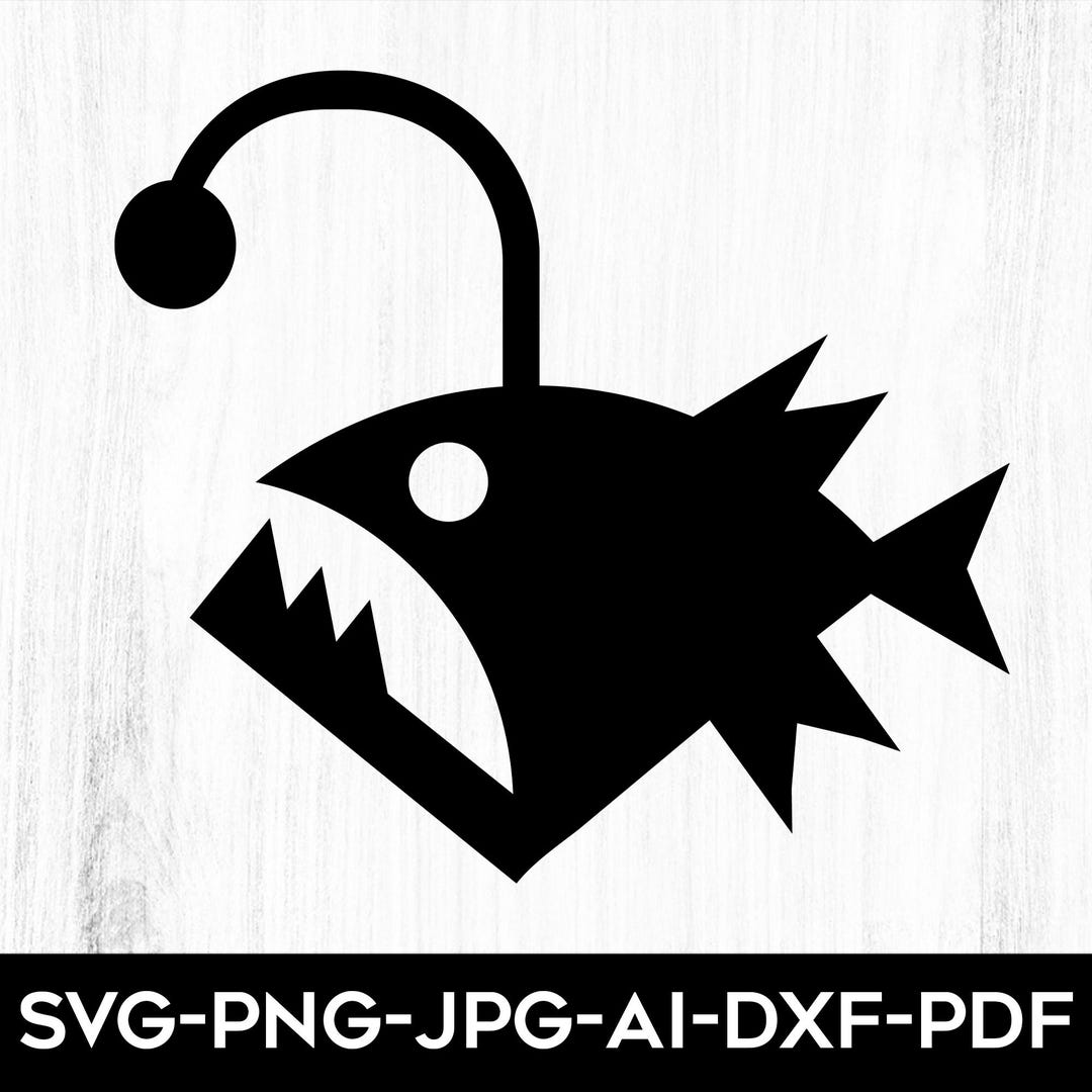 Angler Fish Svg, Fish Clipart, Deep Sea SVG, Fish Cut File, Nautical ...