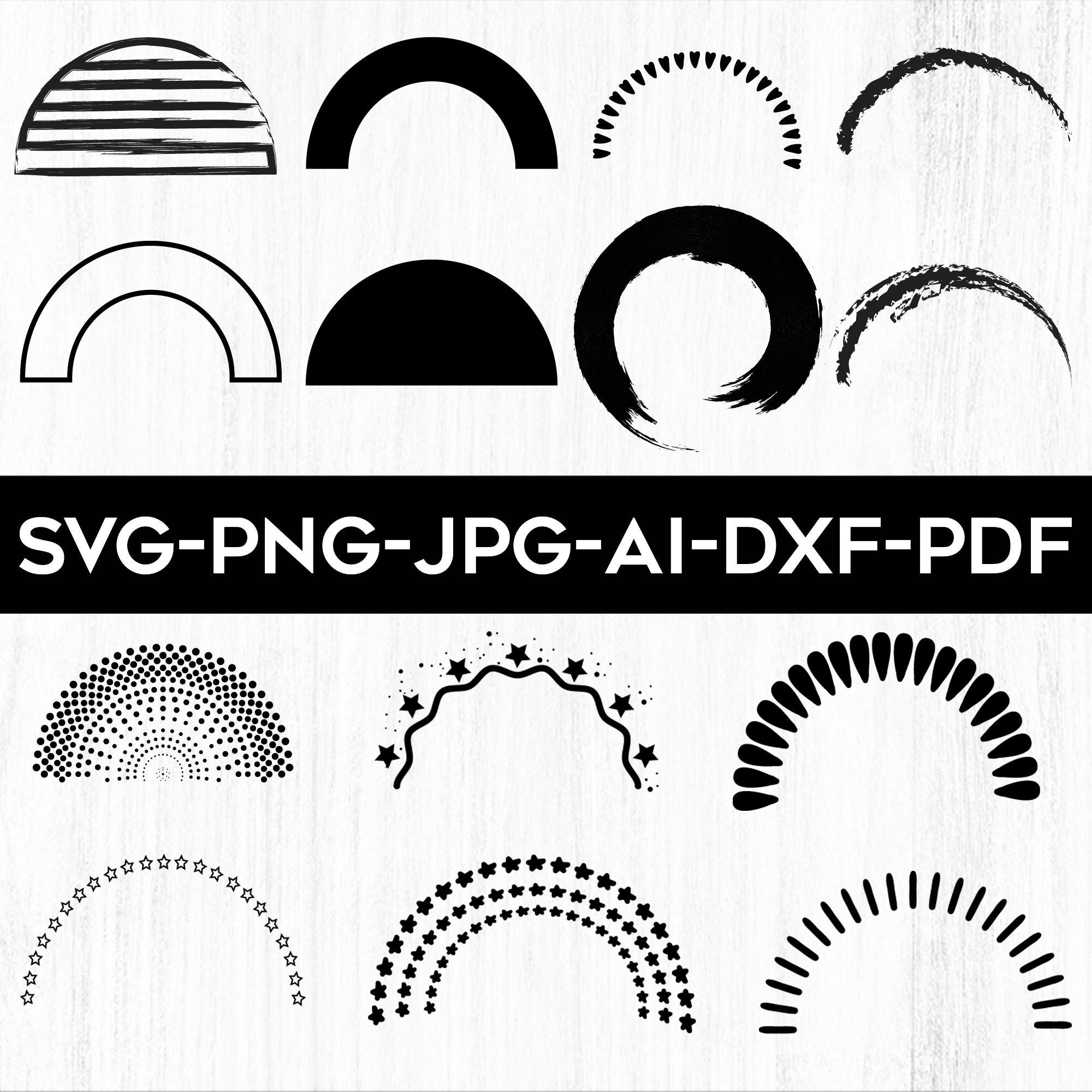 Half Circle SVG Bundle: Frames, Clip Art, Cut Files (digital Download ...