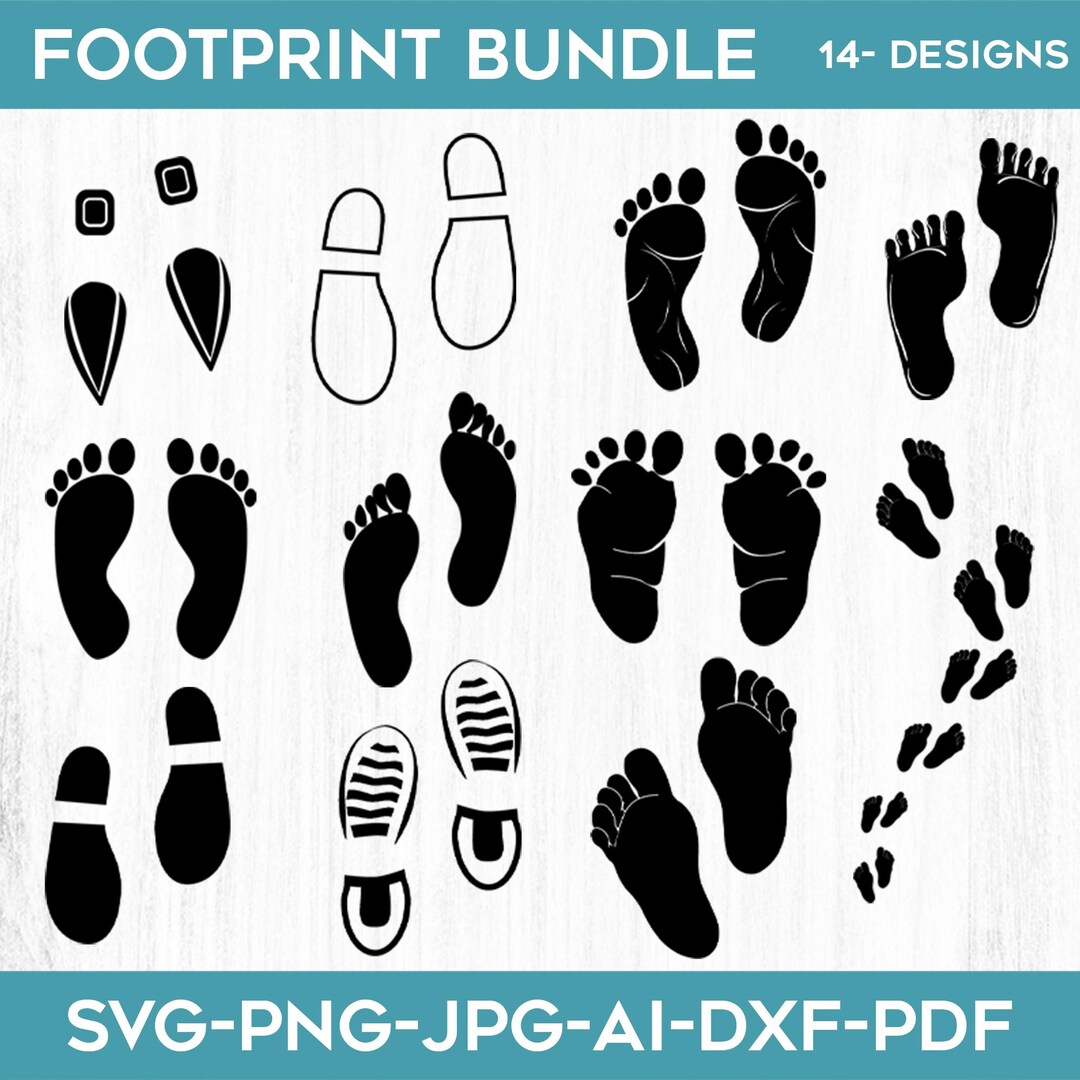 Footprint Bundle SVG, Foot Print Svg, Footprint Clipart, Shoe Print Svg ...