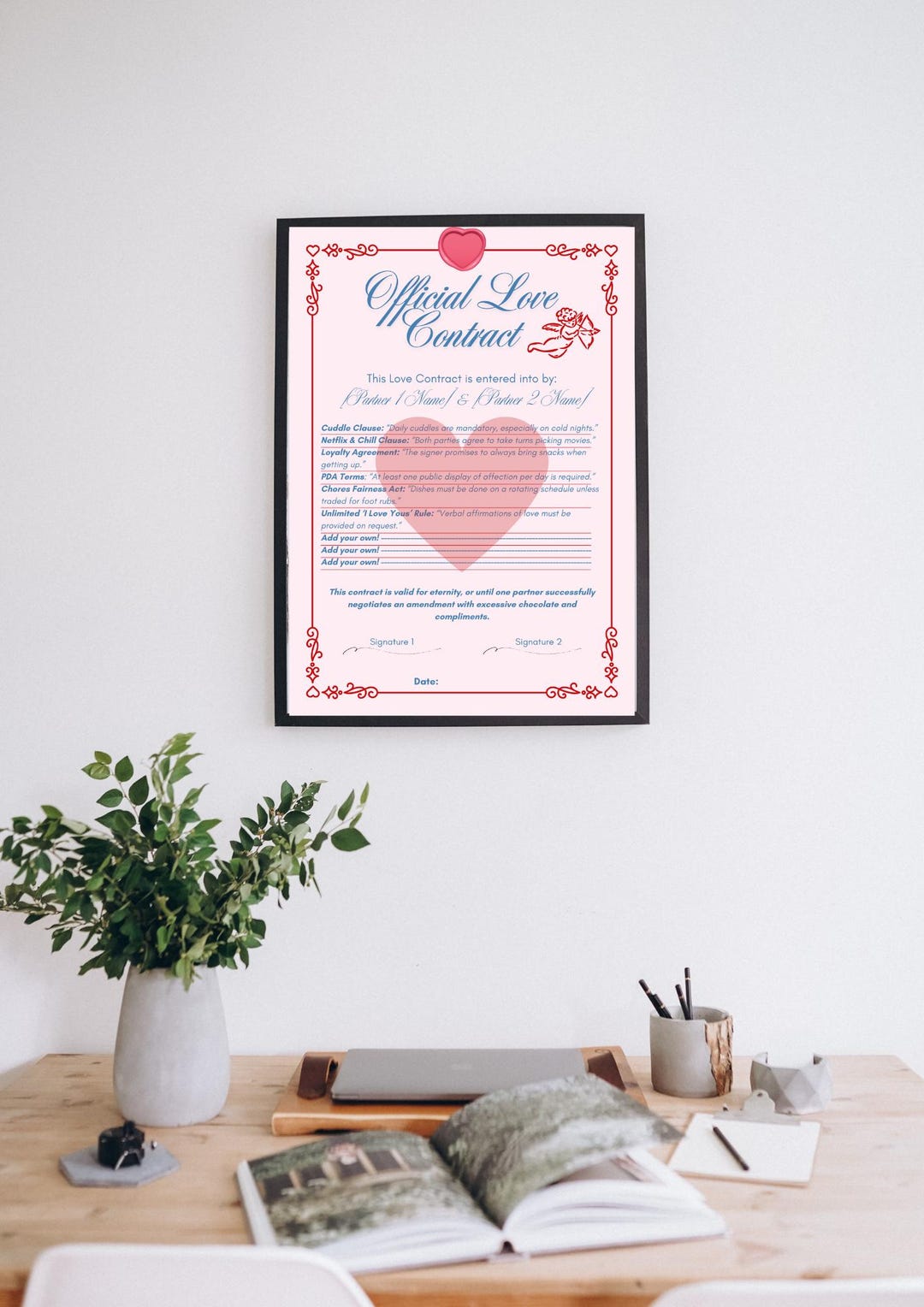 Personalised Love Contract Printable –funny & Romantic Agreement for ...