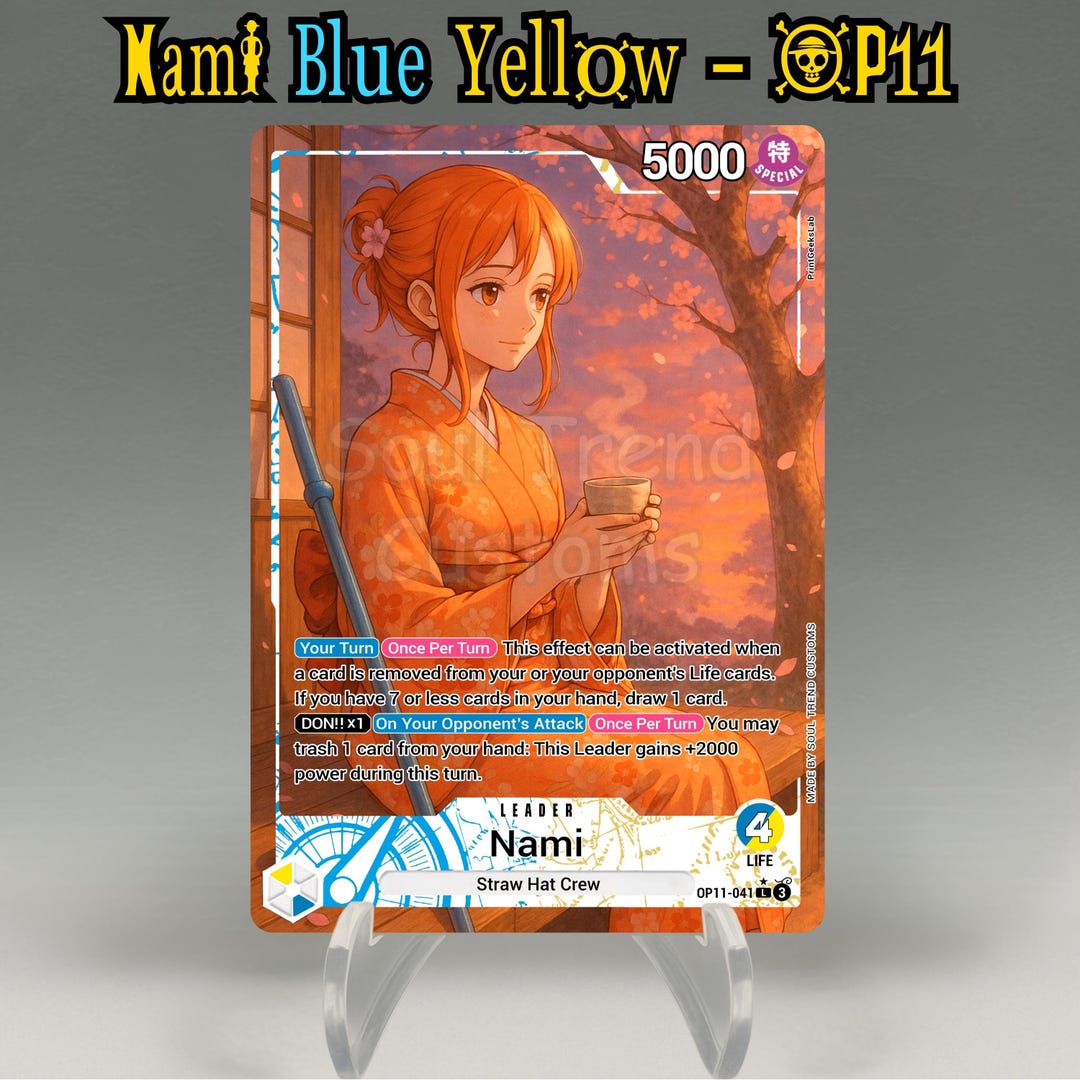 One Piece Nami Leader (blue/yellow) TCG Card, Custom Alt Art Nami ...
