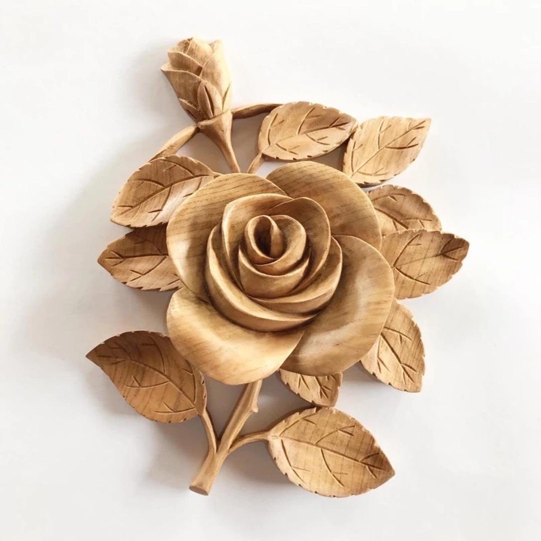 Javanese Display Wooden Wall Decoration Rose Flower Ornament L Rose ...