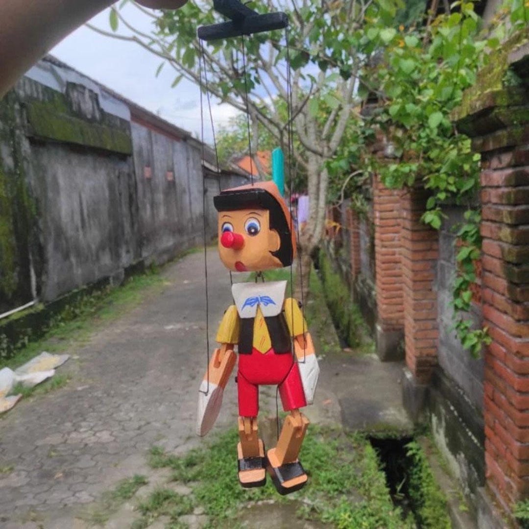 Piinnokio Liar Wooden Puppet, Rope Hanging Wooden Puppet - Etsy