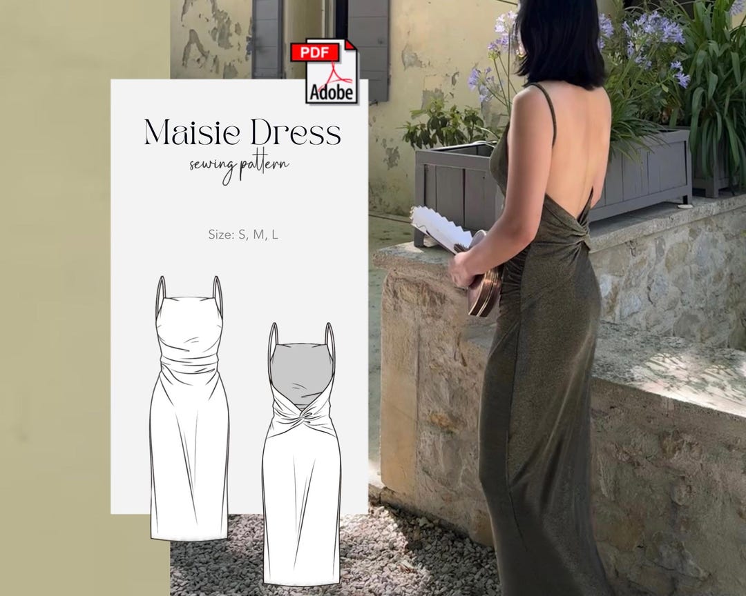 Knot Back Dress Sewing Pattern: Strappy Elastic Knit (PDF Pattern ...