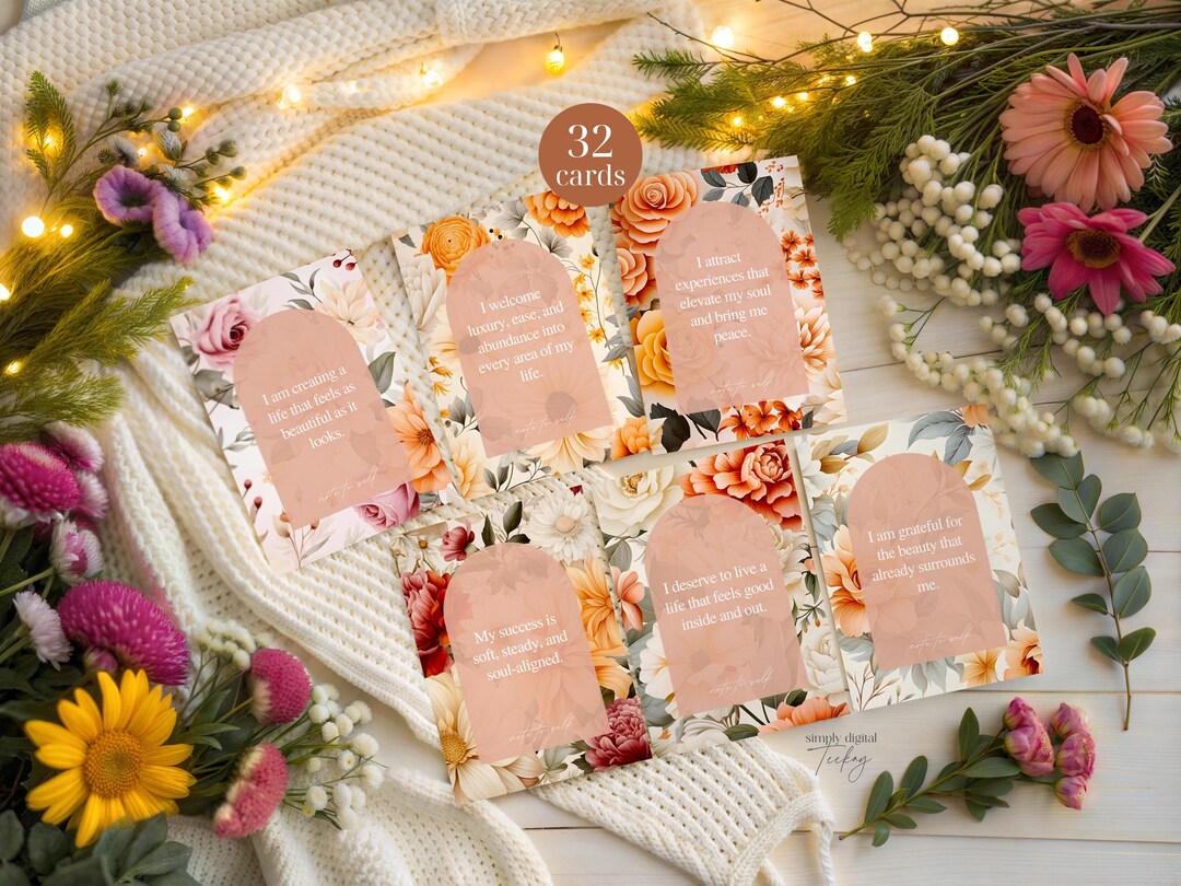 Floral Affirmation Cards Set – Mindfulness, Self-care (PDF) - Etsy