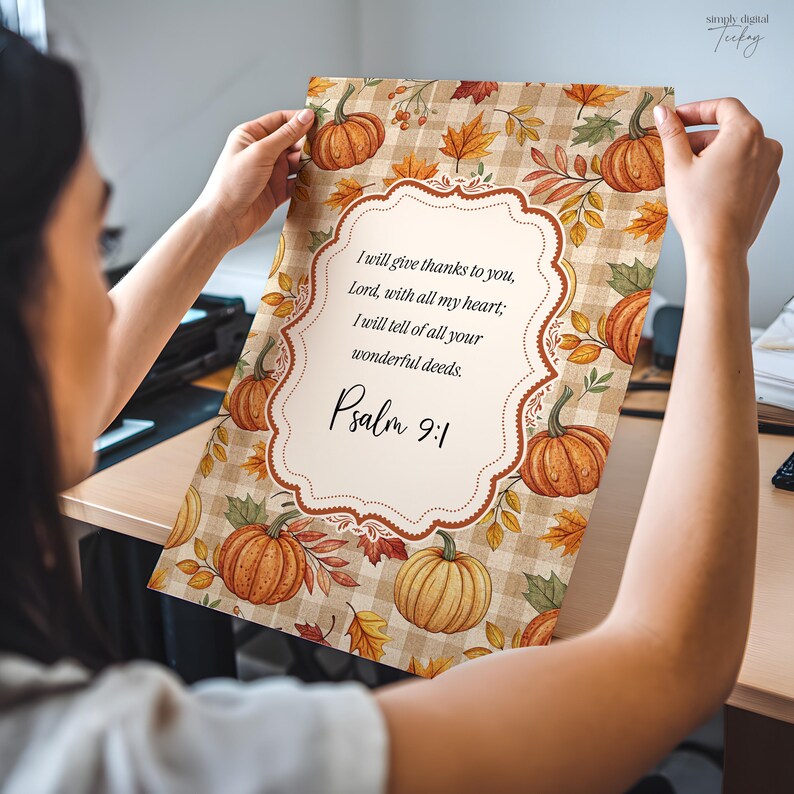 Christian Autumn Wall Art Print, Floral Pumpkins Print, Cozy Fall Home ...