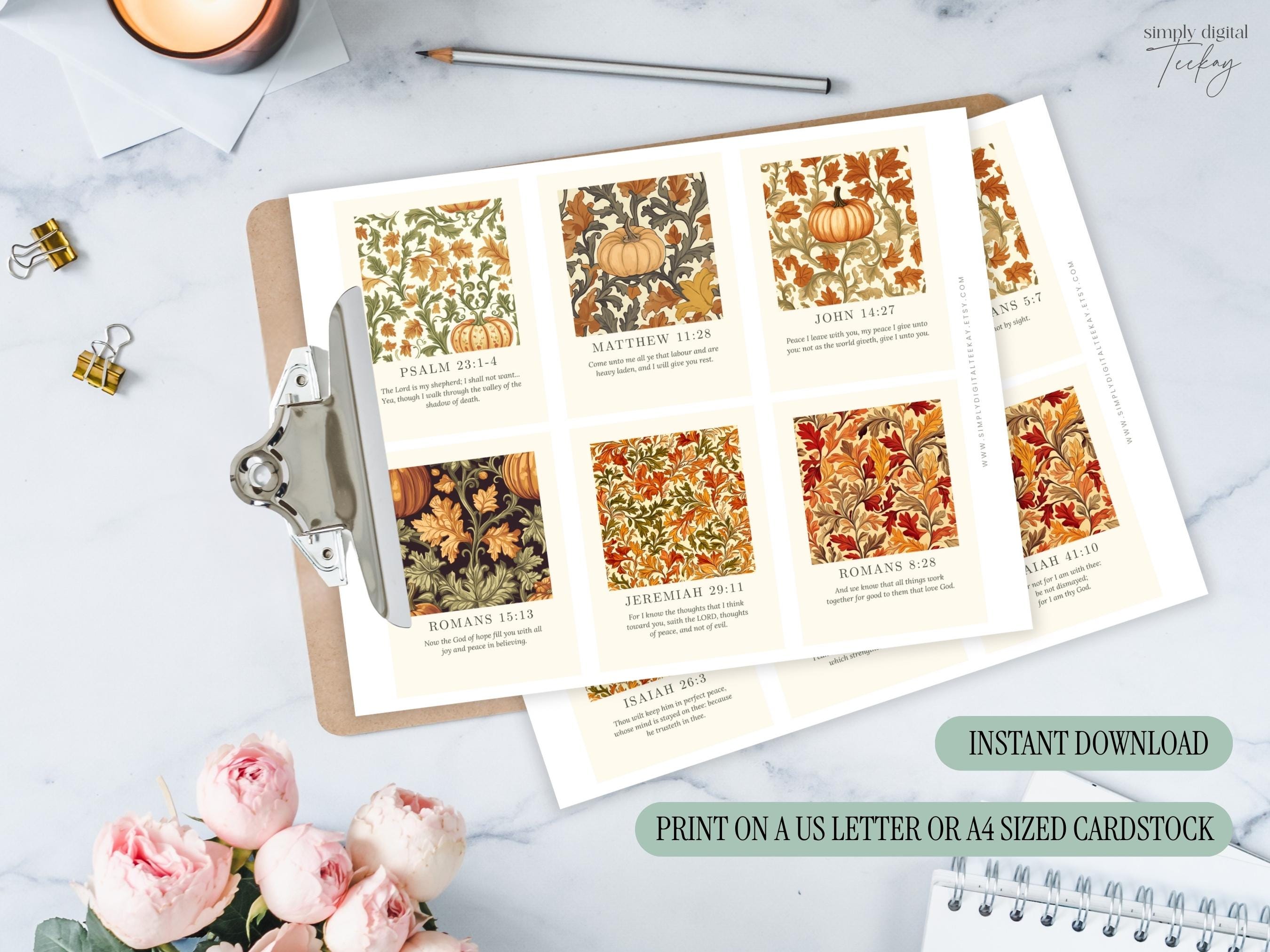 Autumn Floral Scripture Cards: KJV Bible Verses Printable - Etsy