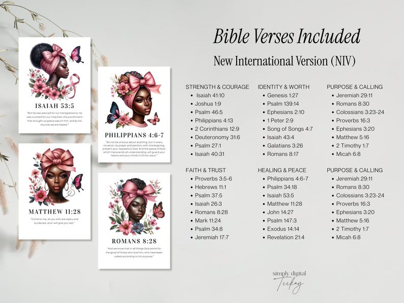 Printable Scripture Cards for Black Women: 48 Empowering Bible Verse ...
