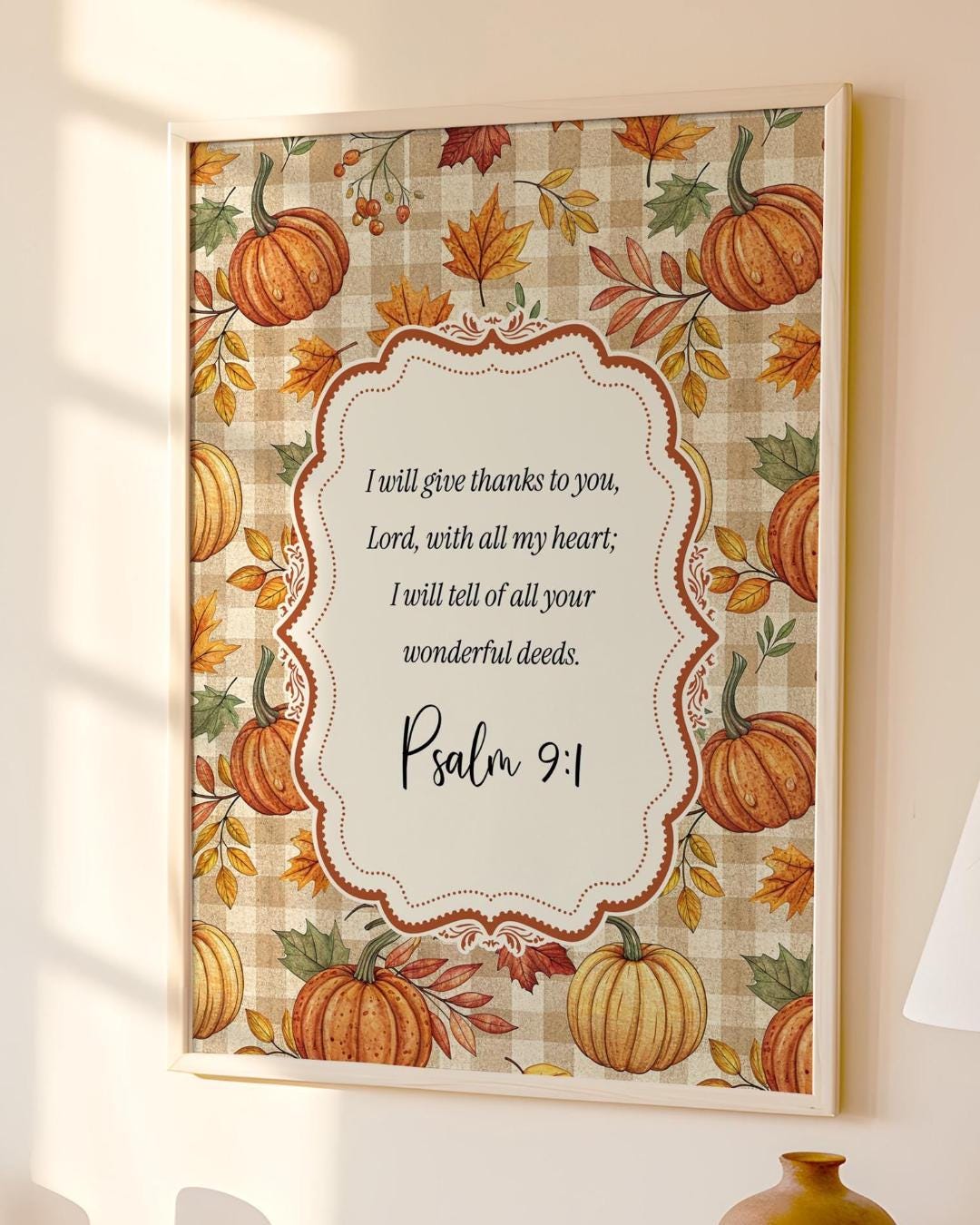 Christian Autumn Wall Art Print, Floral Pumpkins Print, Cozy Fall Home ...
