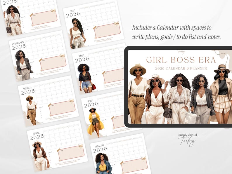 2026 Girl Boss Calendar: Black Women Illustration (printable PDF) - Etsy UK