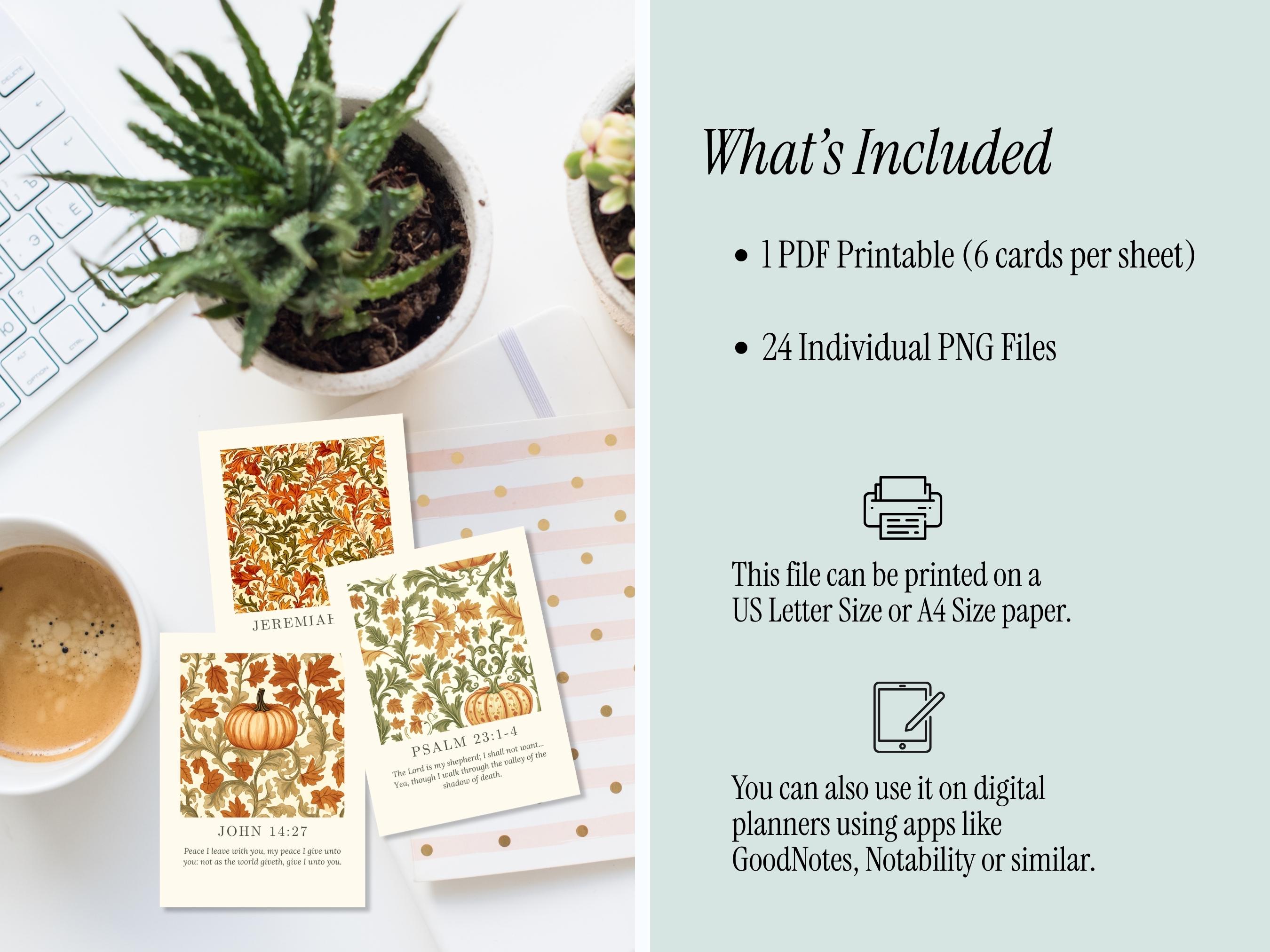 Autumn Floral Scripture Cards: KJV Bible Verses Printable - Etsy