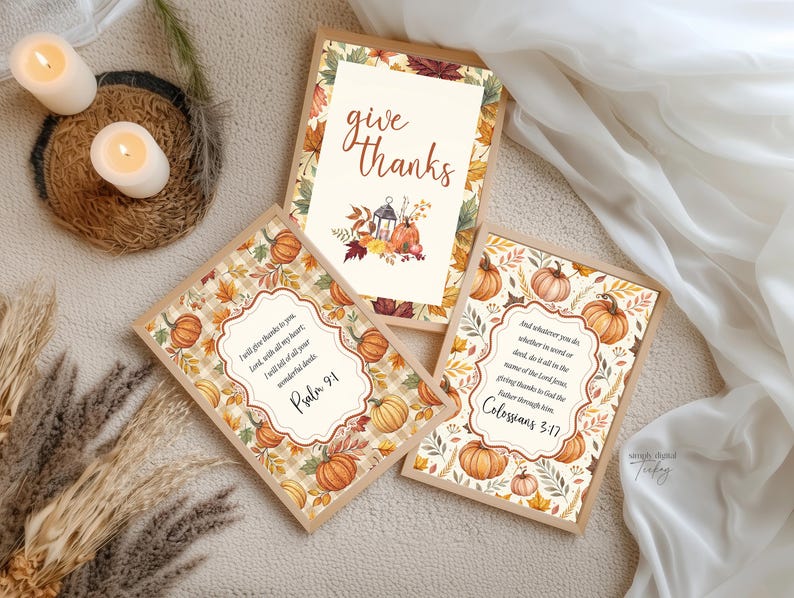 Christian Autumn Wall Art Print, Floral Pumpkins Print, Cozy Fall Home ...