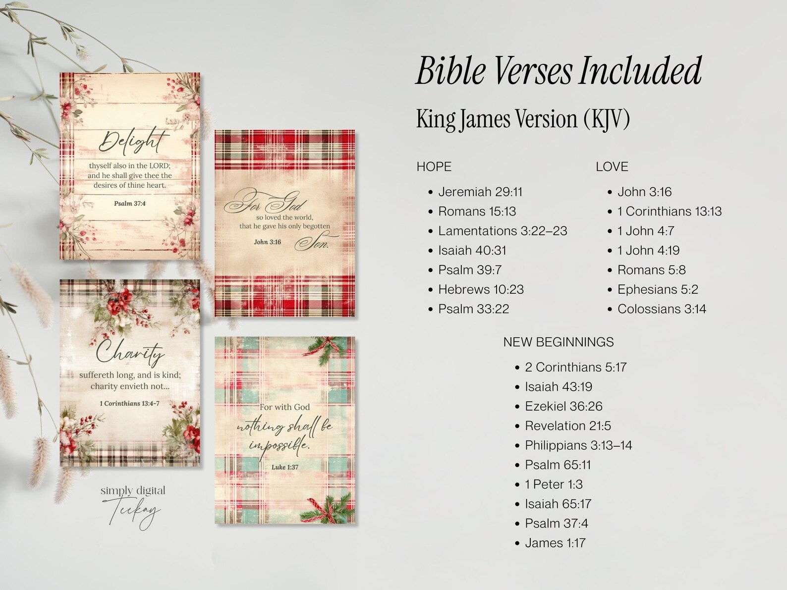 Vintage Christmas Scripture Cards: KJV Bible Verses (printable) - Etsy