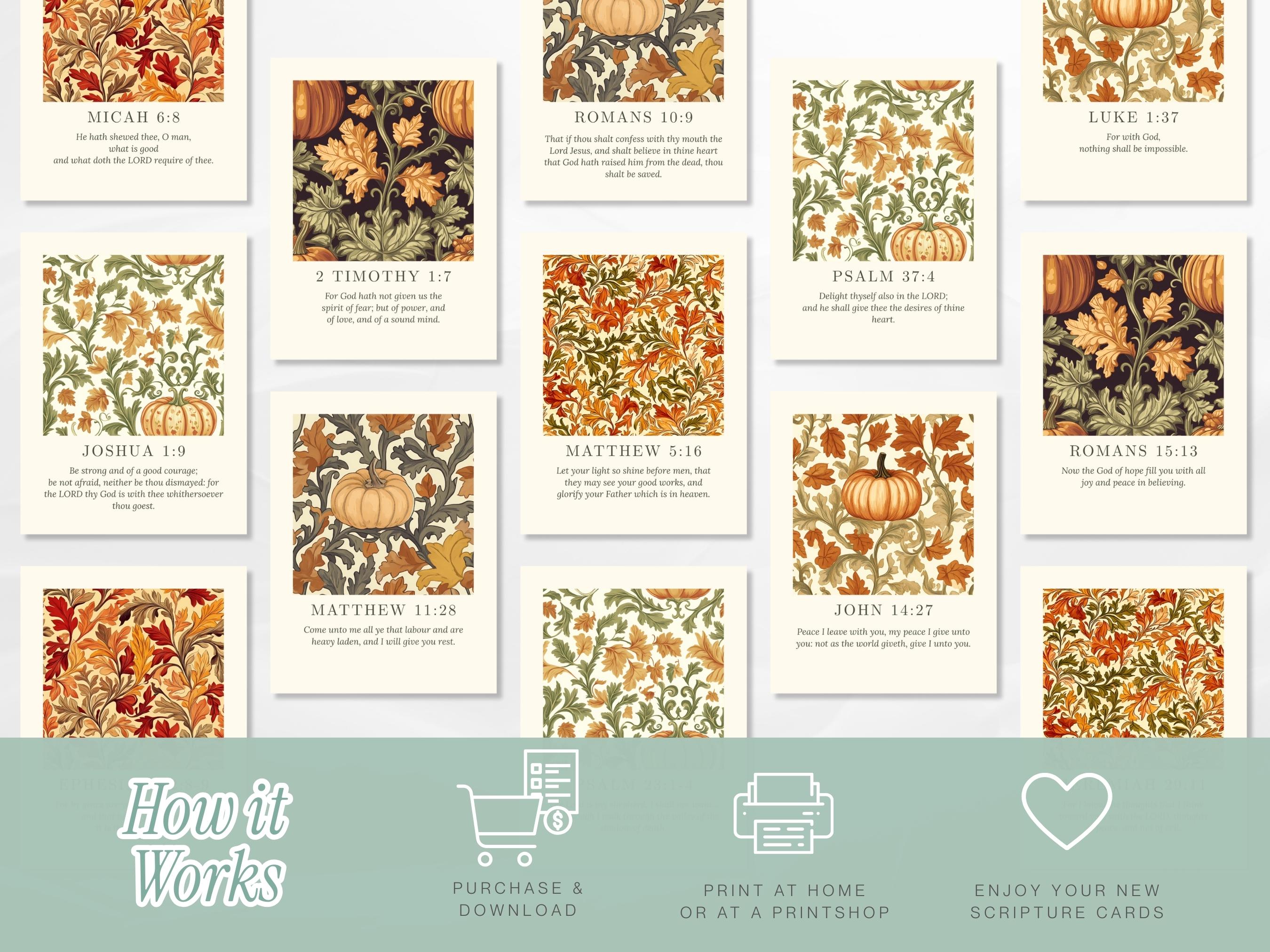 Autumn Floral Scripture Cards: KJV Bible Verses Printable - Etsy