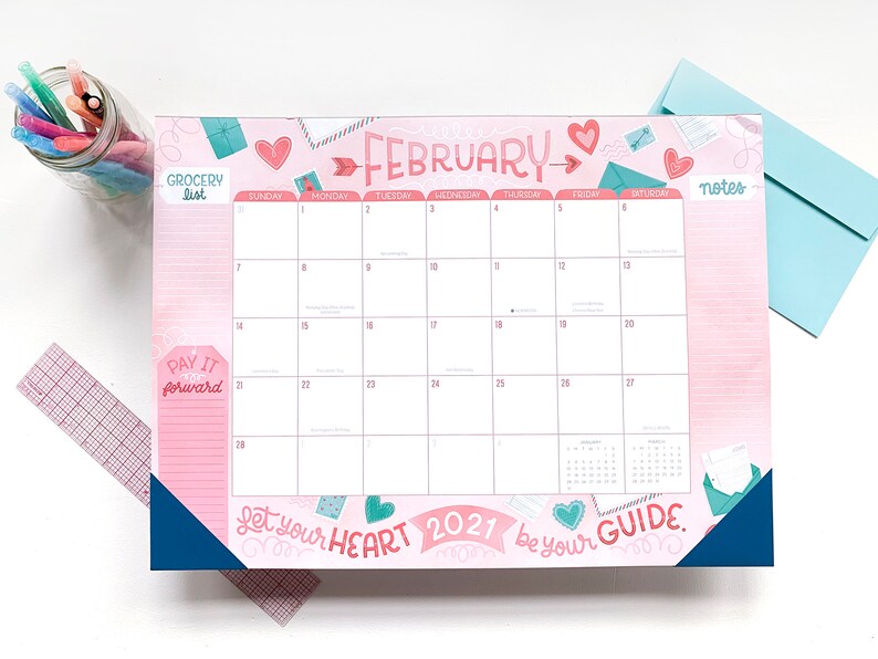 Monthly Deskpad Calendar Weekly Desktop Planner Illustrated | Etsy