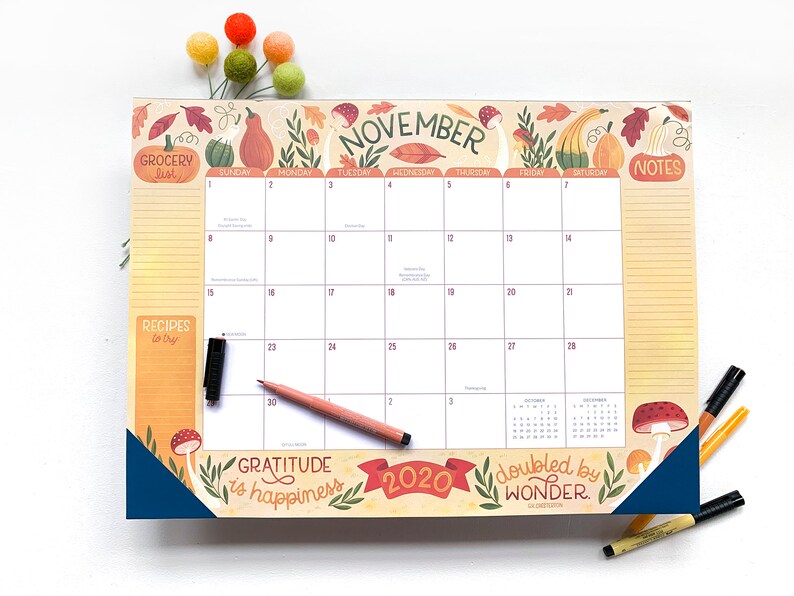 Monthly Deskpad Calendar Weekly Desktop Planner Illustrated | Etsy