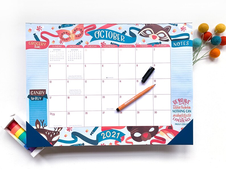 Monthly Deskpad Calendar Weekly Desktop Planner Illustrated | Etsy