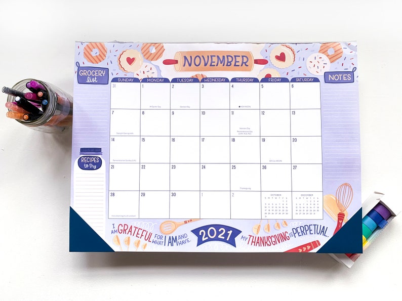 Monthly Deskpad Calendar Weekly Desktop Planner Illustrated | Etsy