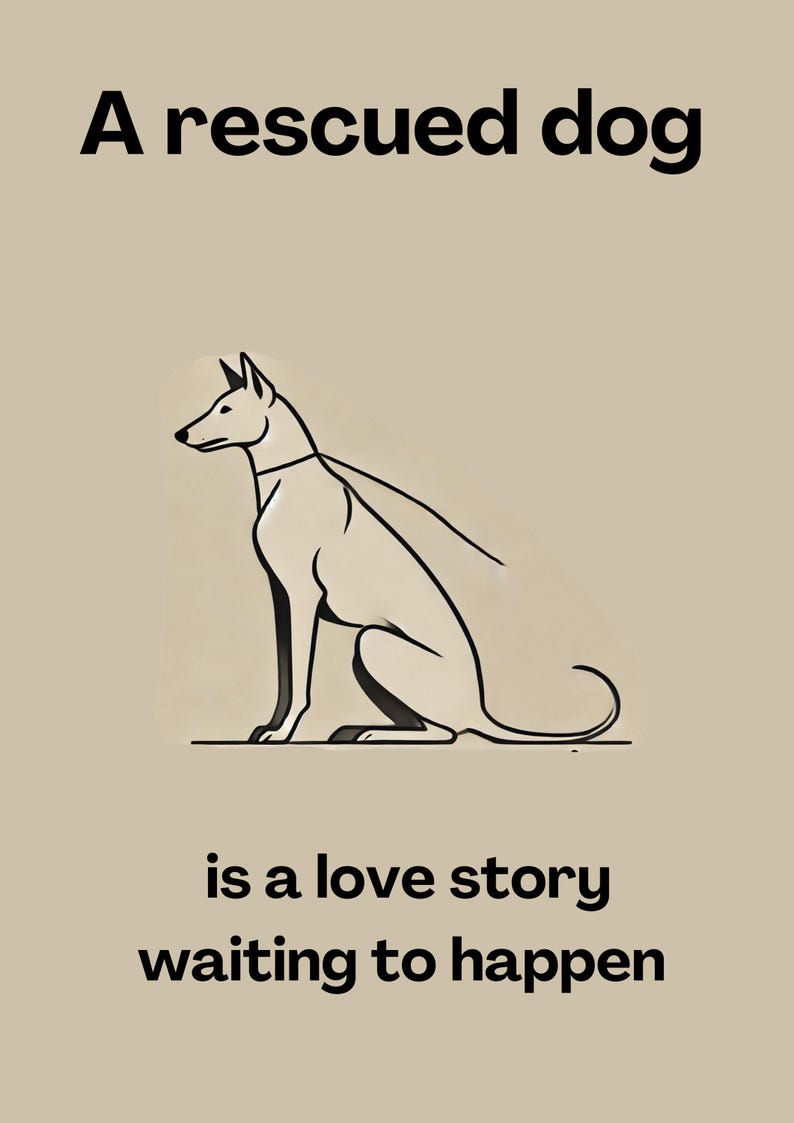 A Rescued Dog Printable Poster – Minimalist A3 Wall Art, Podenco Rescue ...
