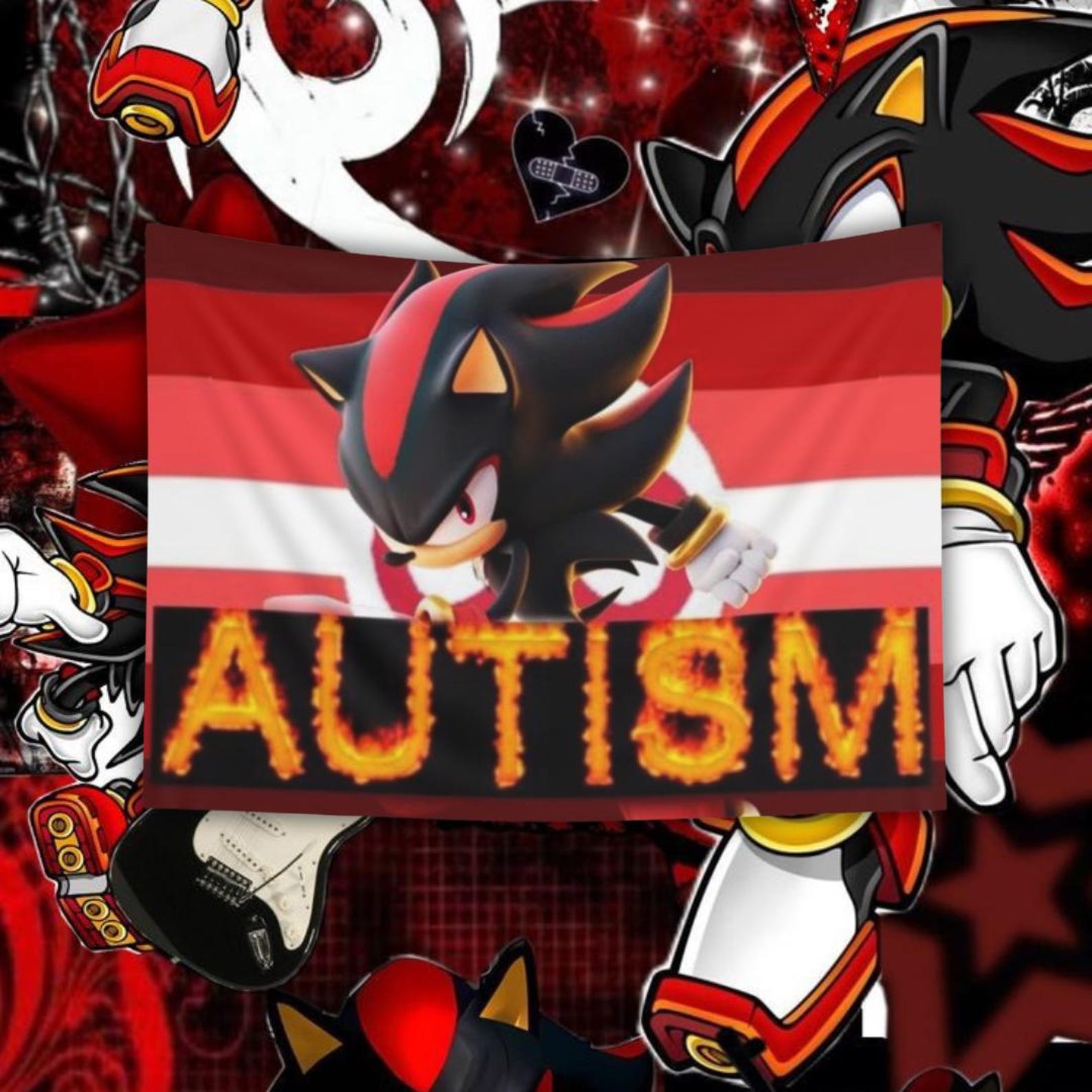 Autism Shadow the Hedgehog Indoor Wall Tapestry, Funny Meme Decor ...