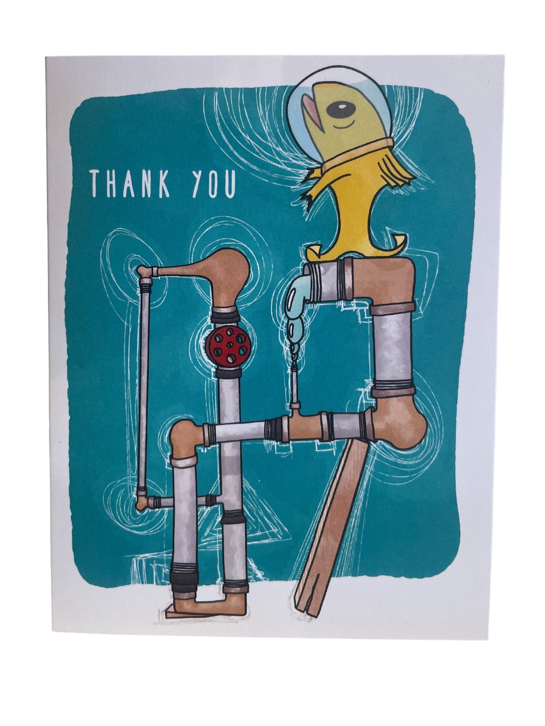 Thank You fish and Water Pipes Note Card - Etsy