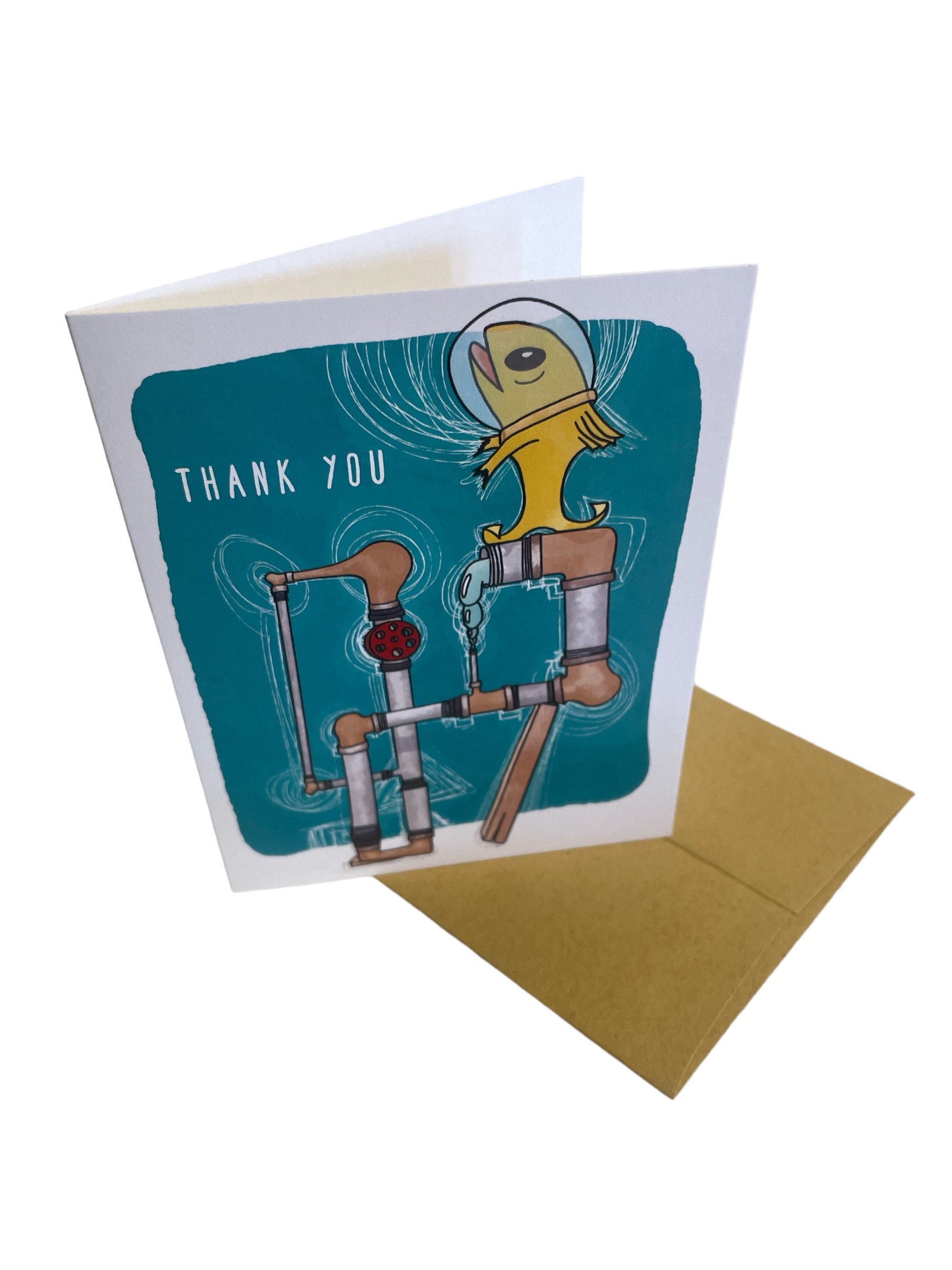 Thank You fish and Water Pipes Note Card - Etsy