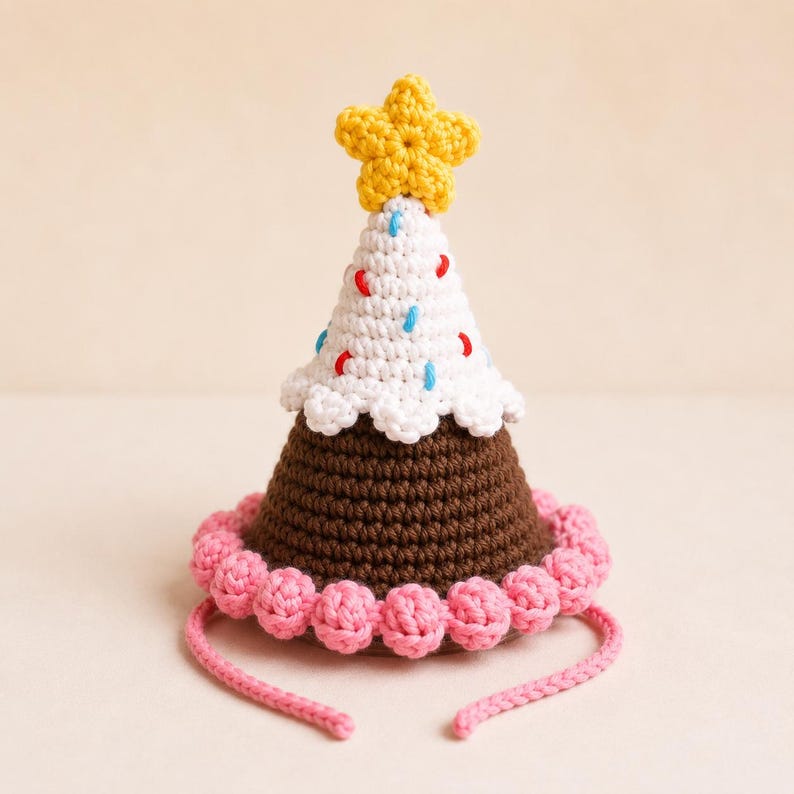Crochet Frosting Party Hat Pattern | Beginner Birthday Cake Smash Hat ...