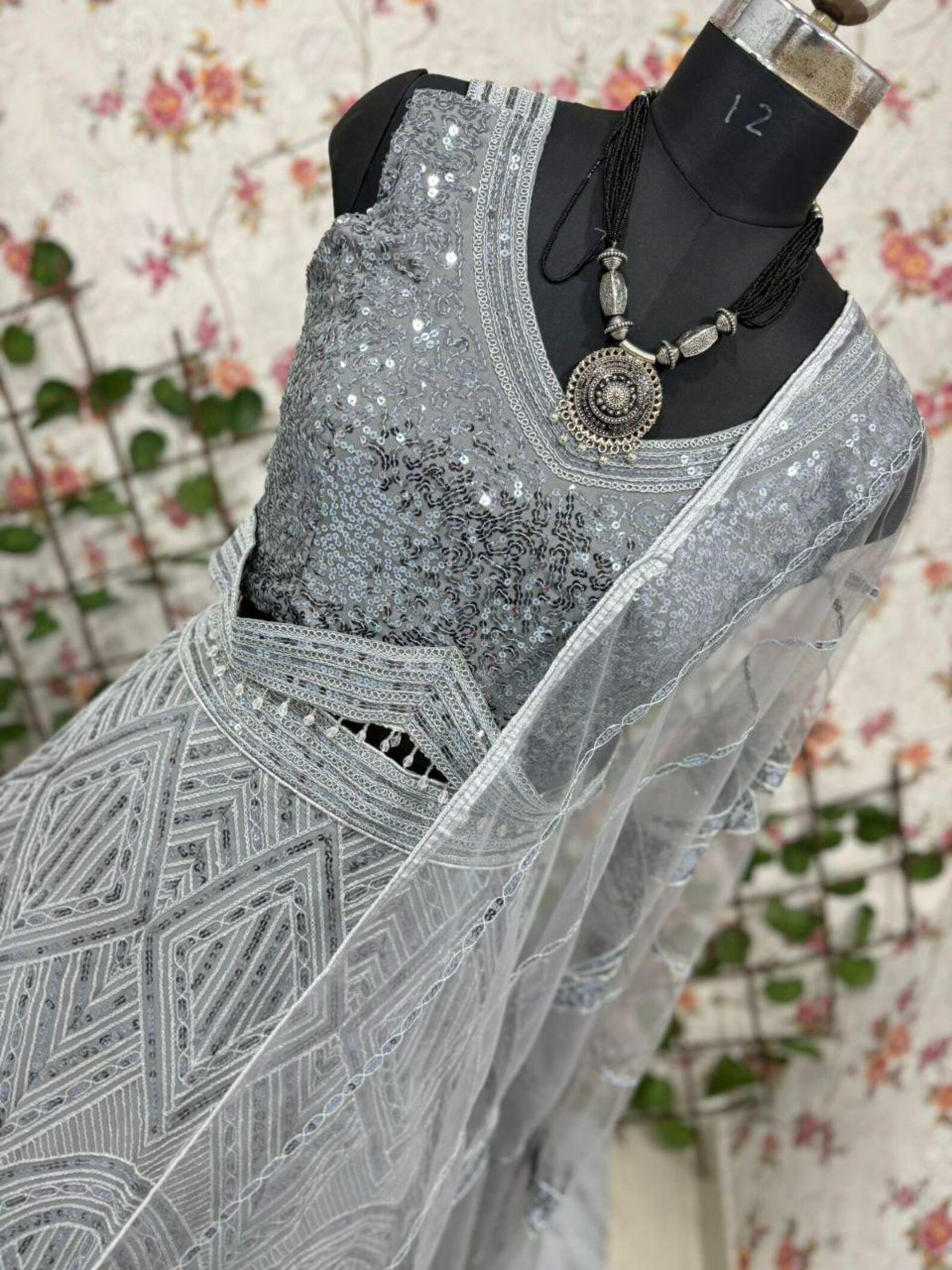 Silver Grey Lehenga Choli Designer Backless Blouse Chaniya Choli ...