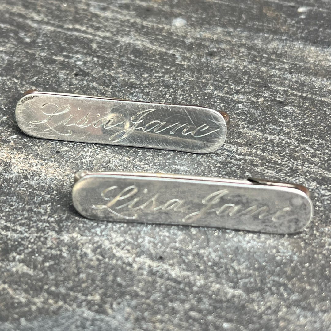 Vintage Webster Sterling Silver Diaper Pins - Engraved 'lisa Jane' - Etsy