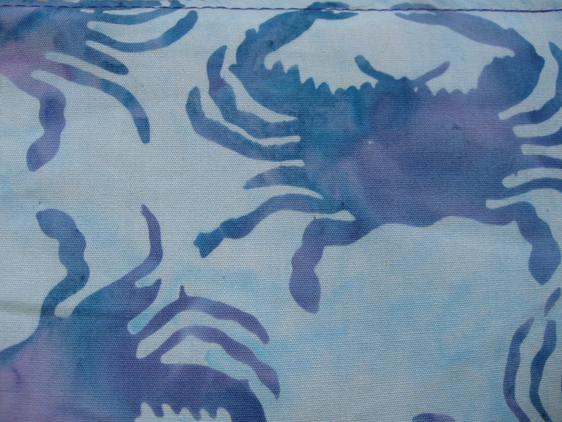 Padded Bag in Blue Crab Batik Print - Etsy