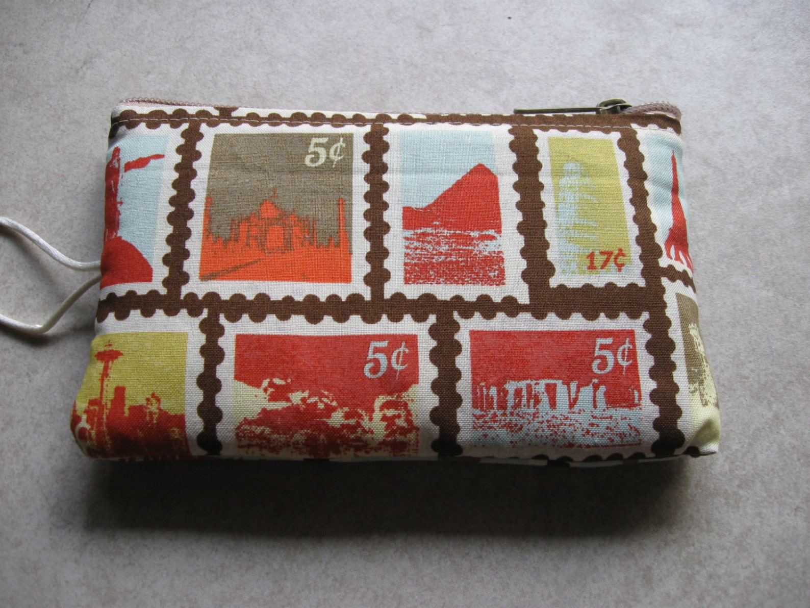 Padded Zipper Bag in Vintage Postage Stamp Print - Etsy