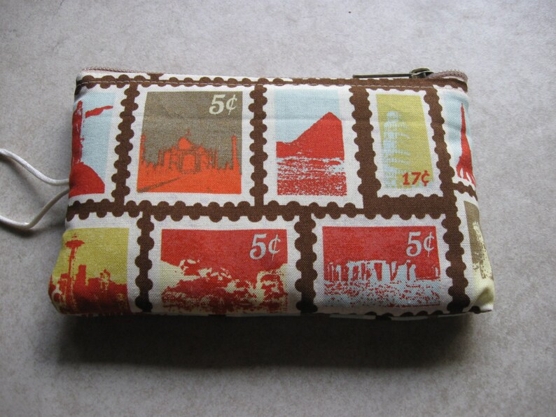 Padded Zipper Bag in Vintage Postage Stamp Print - Etsy