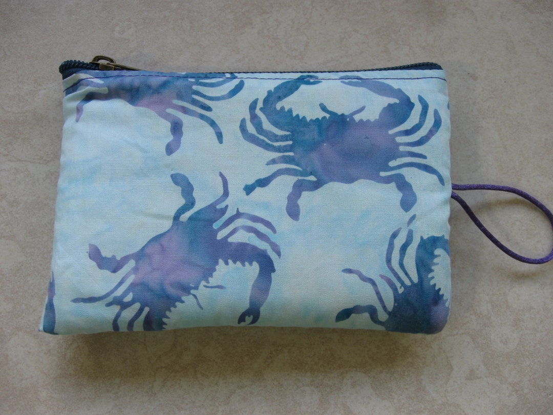 Padded Bag in Blue Crab Batik Print - Etsy
