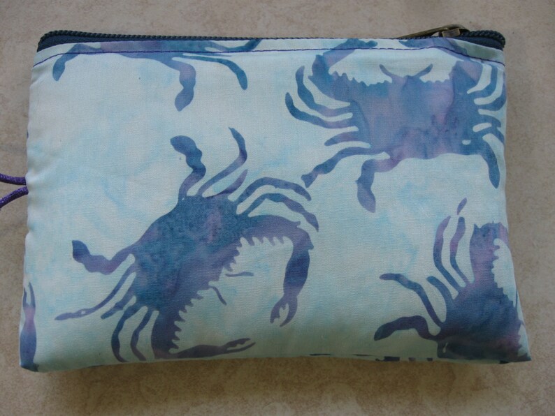 Padded Bag in Blue Crab Batik Print - Etsy