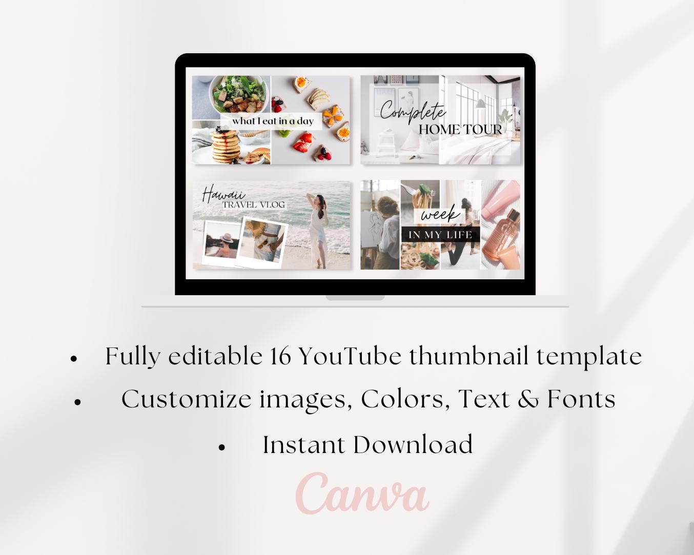 Youtube Thumbnail Templates Canva | Clickbait Style Editable Thumbnails ...