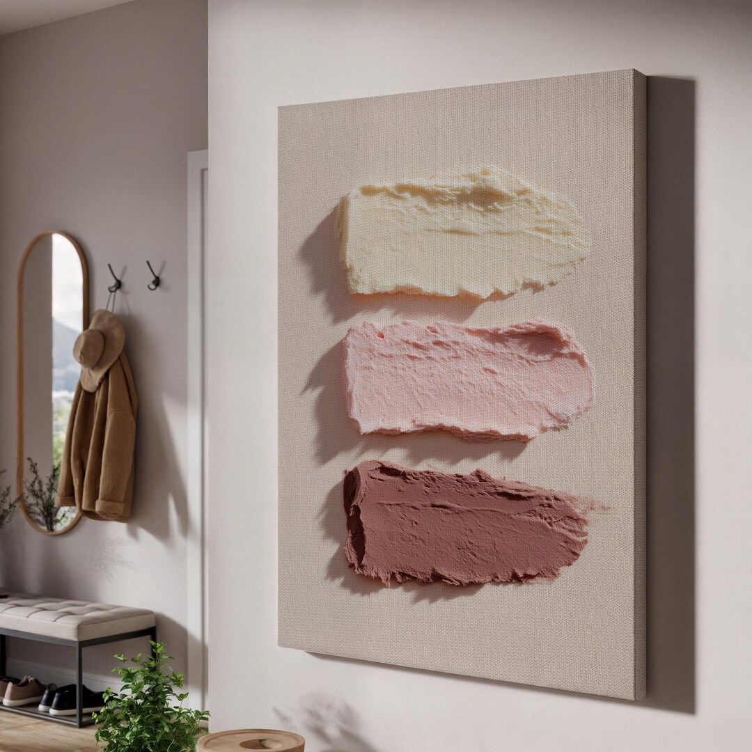 Textured Minimalist Wall Art in Soft Neutral Tones, Blush Pink and ...